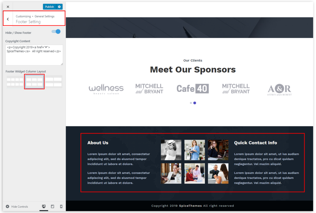 How to customize the Footer in CloudPress Pro – Spicethemes Help Center